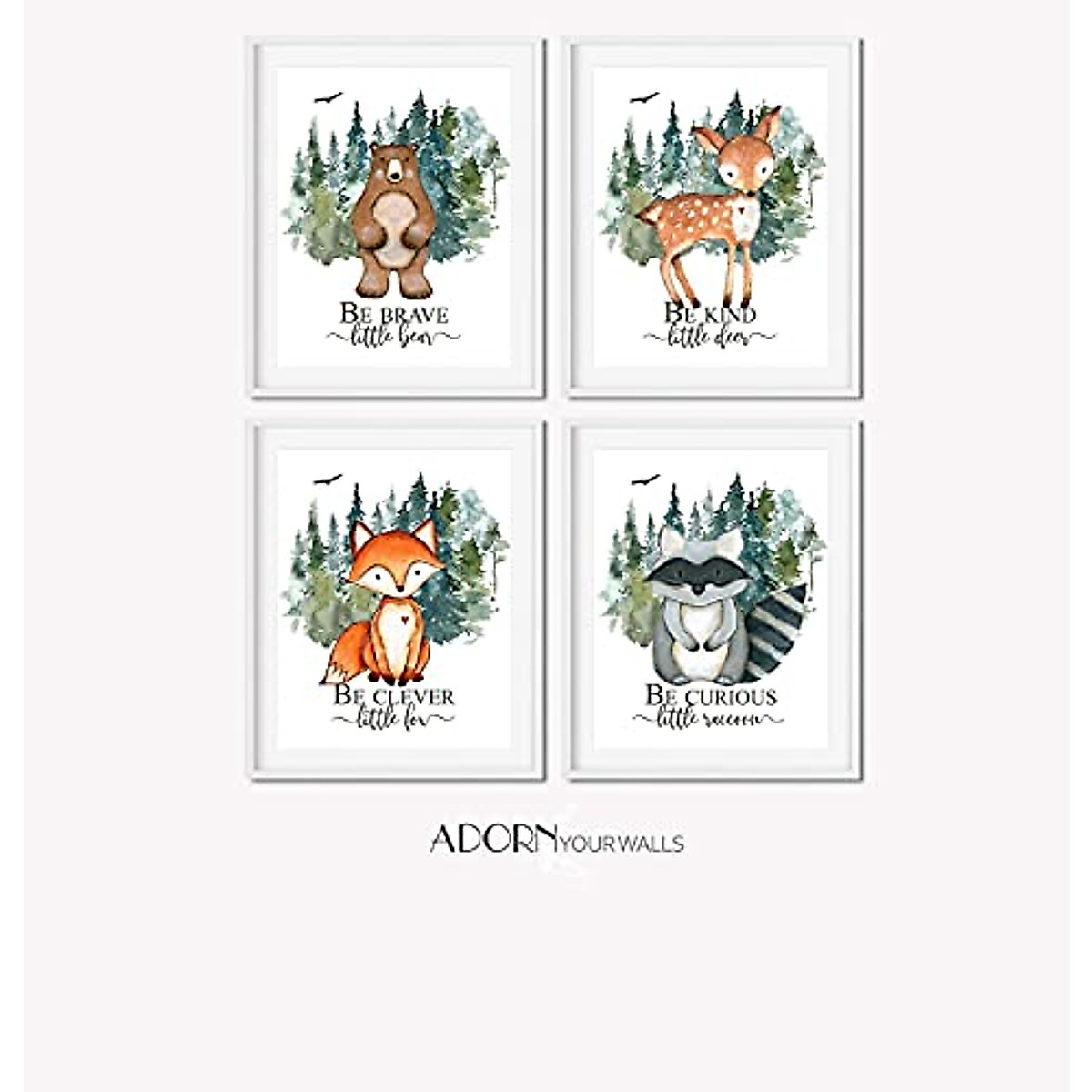 Boy Nursery Wall Decor - Baby Boy Room Decor - Woodland Nursery Decor for Boys - Boys Room Decorations for Bedroom - SET OF 4 Prints - 8x10 Each - UNFRAMED