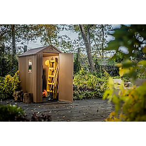 Keter Darwin 4x6 Resin Outdoor Storage Shed Kit-Perfect to Store Patio Furniture, Garden Tools Bike Accessories, Beach Chairs and Lawn Mower, Brown