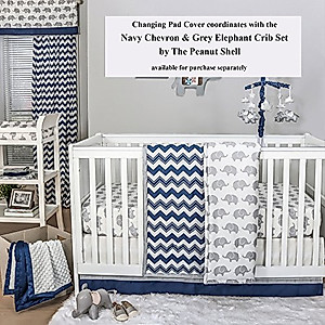 Grey Elephant Print Cotton Changing Pad Cover by The Peanut Shell