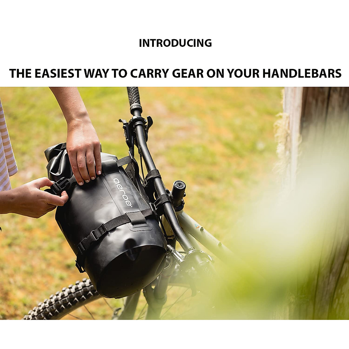 AEROE Spider Handlebar Cradle Bike Bag Carrier, Front Bike Rack Fits all Mountain, Gravel, Road and Electric Bikes, Easy to Install and Use, Carry any type of Front Roll Dry Bag, Bag, Tent up to 11lbs