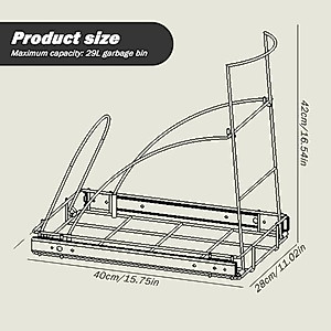Whyzsjnclg Trash Can Slider for Kitchen Cabinet, Trash Can Slider, Adjustable Pull Out Trash Can Under Cabinet, 16.5x15.8x11 Metal Pull Out Shelf with Handle (Trash Can Not Included)