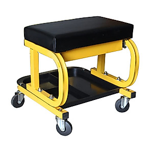 Mobile Rolling Utility Seat Or Chair, Mechanics Stool with Wheels, Heavy Duty Roller Creeper Seat, with Tool Storage Trays Mechanic Stool (Color : Yellow, Size : 38x13x50cm)