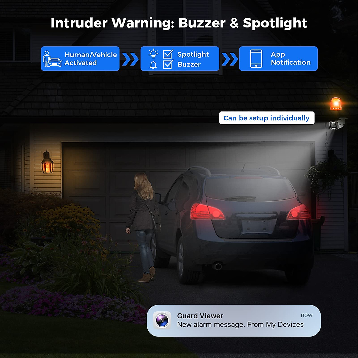 【3TB HDD+Human/Vehicle Detect】 Hiseeu 4K PoE Security Camera System, Home Surveillance Kits w/4Pcs 5MP IP Security Camera Outdoor&Indoor, 16Ch 8MP PoE NVR, Two Way Audio, Spotlight Alarm, 7/24 Record