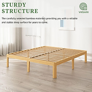 Viisari King Bed Frame Bamboo with Steel Slats Bamboo Bed Frame Solid Bamboo Foundation No Box Spring Needed Easy Assembly 14 Inch Platform Bed Frame Ample Under-Bed Storage Noise-Free