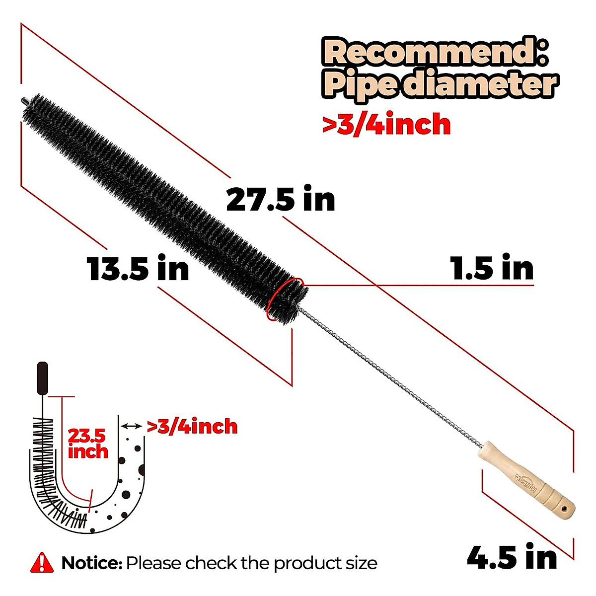 Holikme 2 Pack Dryer Vent Cleaner Kit Dryer Lint Brush Vent Trap Cleaner Long Flexible Refrigerator Coil Brush