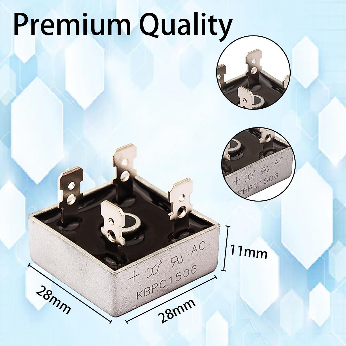 2pcs KBPC1506 Bridge Rectifier DIP-4 Square Bridge 15A/600V GBU Footprint Bridge Stack Cutable Feet