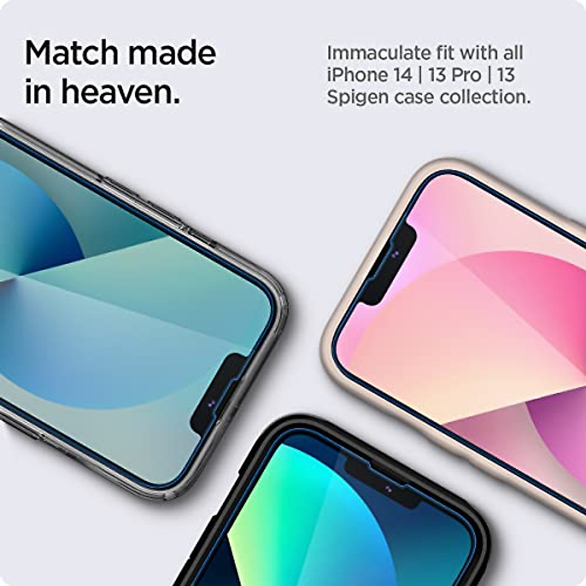 Spigen Tempered Glass Screen Protector designed for iPhone 14 / iPhone 13 Pro/iPhone 13 [Sensor Protection / 2 Pack]