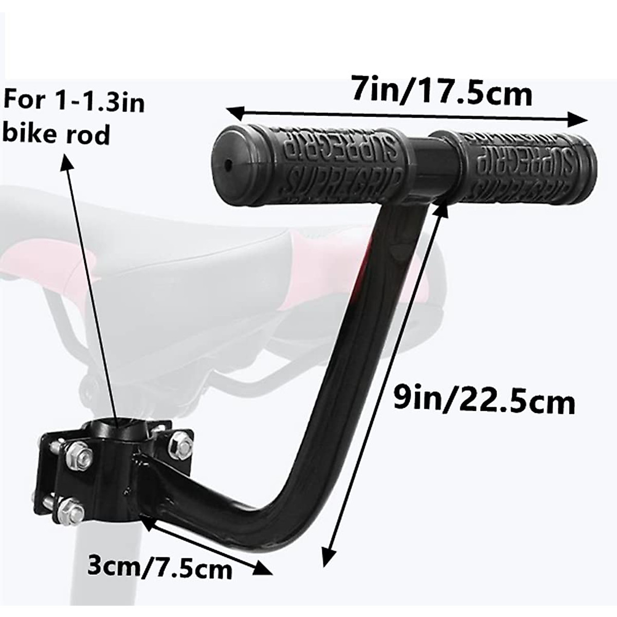 ZHOUWHJJ Bicycle Rear Seat Cushion Armrest Footrest Set, Kid Child Carrier Bicycle Baby Seat, Including Cushion and Backrest, Armrest Handrail, Footrests, Bell, Black