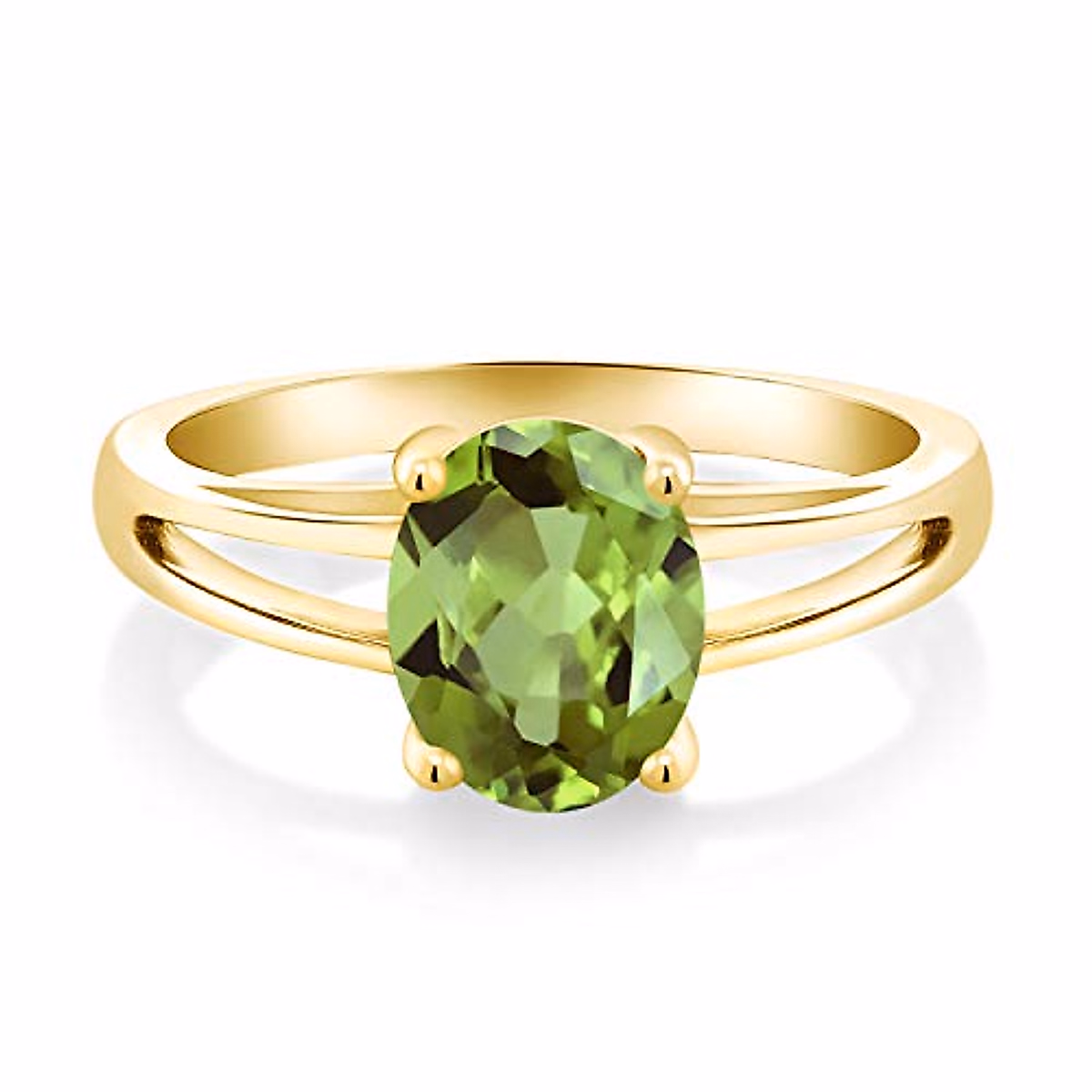 Gem Stone King 18K Yellow Gold Plated Silver 9X7MM Oval Gemstone Birthstone Solitaire Engagement Ring | Wedding Engagement Anniversary Promise Ring For Women | Available In Size 5, 6, 7, 8, 9