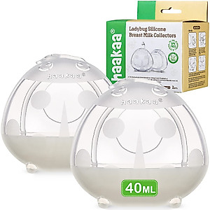 haakaa Ladybug Milk Collector Mini Version,Silicone Breast Shells,Breast Milk Collecting Shells,Nursing Cup for Breastfeeding,40ml,2PCS,More Invisible