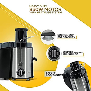 Juicer Machines, Vxdoirk 3" Wide Mouth 400W Centrifugal Juicers for Vegetable and Fruit, Juice Extractor with 3-Speed Setting, Easy to Clean, BPA Free