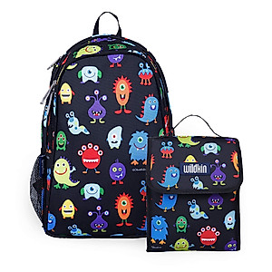 Wildkin 15 Inch Kids Backpack Bundle with Lunch Bag (Monsters)