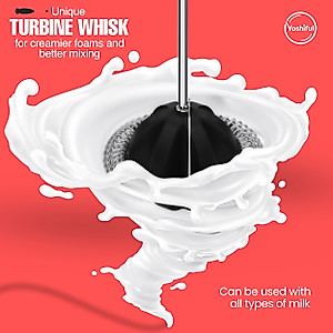 YOSHIFUL Milk Frother for Coffee with Deluxe Stand - Coffee Frother Handheld Foam Maker for Lattes - Turbine Whisk Drink Mixer Handheld - Frother Wand Stirrers Electric for Cappuccino, Matcha (Pink)