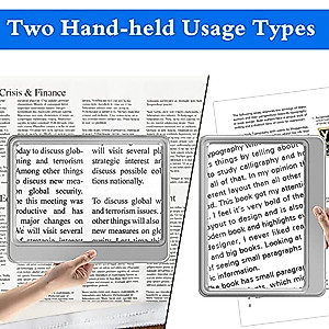 NZQXJXZ 5X Magnifying Glass for Reading Full Large Page Viewing Area Magnifier Lightweight Handheld Magnifier for Reading Seniors and Low Eyesight Person Silver