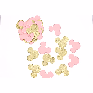 100 pcs Minnie Confetti,Pink And Gold Mouse confetti,Minnie Birthday,First Birthday Party Decoration,Baby Shower Decoration