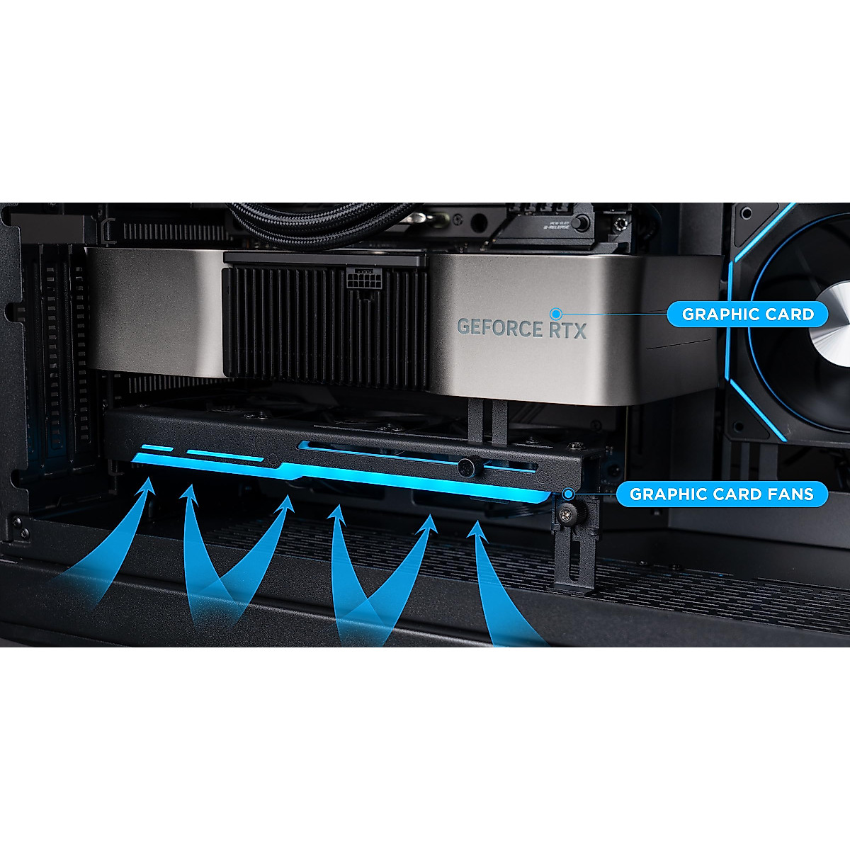 AsiaHorse Graphics Card Cooler with ARGB 5V 3Pin LED and Three 80mm Fans, RGB LED Graphics Card Holder, GPU Cooler Easy Installation-Black