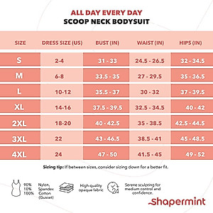 SHAPERMINT Bodysuit for Women - Shapewear with Tummy Control, Small to Plus Size, Black