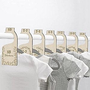 Baby Closet Size Dividers - 7x Premium Wood Nursery Closet Dividers for Baby Clothes - Botanical Eucalyptus Vines Leaf Plant Greenery Boho Nursery Decor - Baby Closet Dividers for Boy or Girl - [Wood]