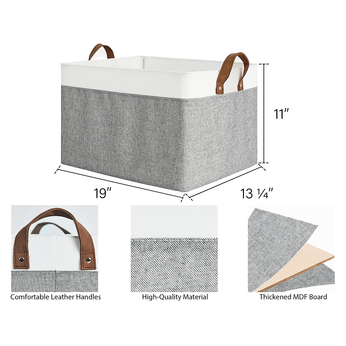StorageWorks 45L Extra Large Fabric Storage Bins and Storage Box with PU Handles