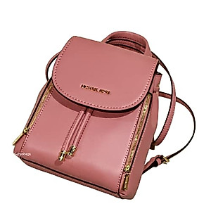 Michael Kors Phoebe XS Rose Pink Smooth Leather Flap Drawstring Backpack