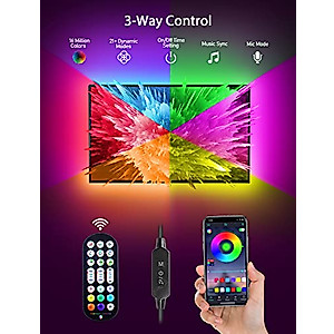 MATICOD LED 9.84ft RGB Strip Lights for TV Behind, USB for 32-43in TV, Bluetooth APP Remote Control Music Sync TV Backlight for Gaming Room