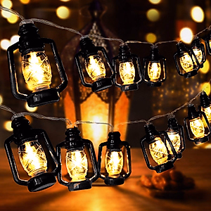 AceList 30 LED Black Lantern String Lights Mini Kerosene Lamp for Indoor Outdoor Patio Garden Holiday Home Wedding Party Christmas Tree New Year Ramadan Decorations(Warm White Light)