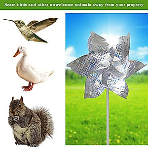 SUNPRO Reflective Pinwheels,10-Pack Extra Sparkly Pinwheels for Garden Decor, Pinwheels for Kids,Scare Birds Away from Garden Yard Patio Lawn Farm (10 Pack).