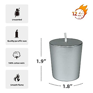 Zest Candle 12-Piece Votive Candles, Metallic Silver