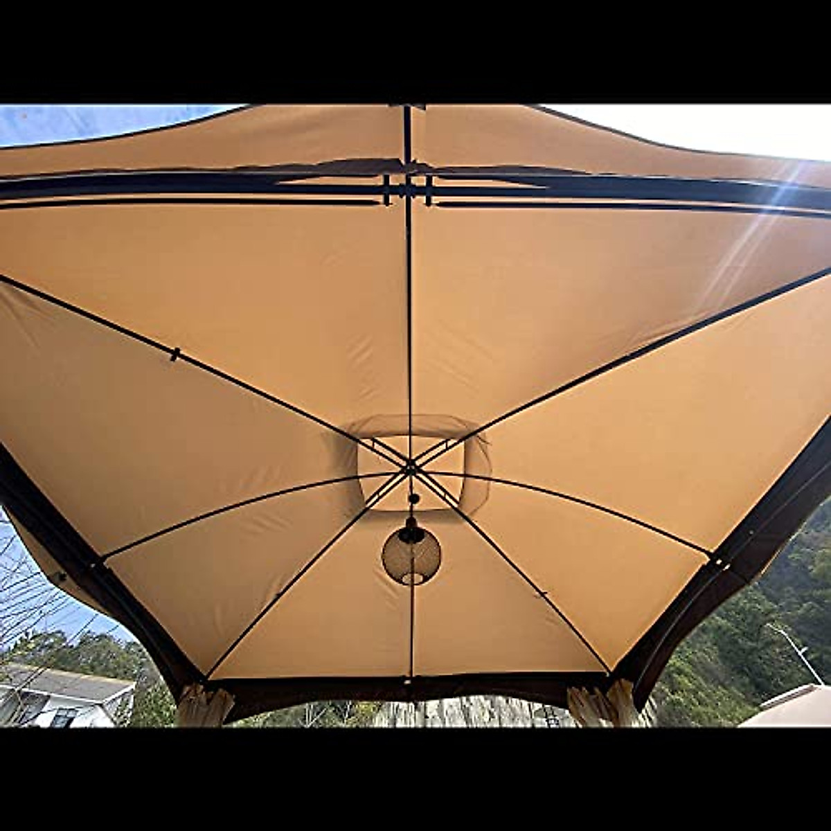 Aoodor Patio Gazebo 12' x 12' Metal Frame with Mesh Netting Canopy Top - Khaki Color
