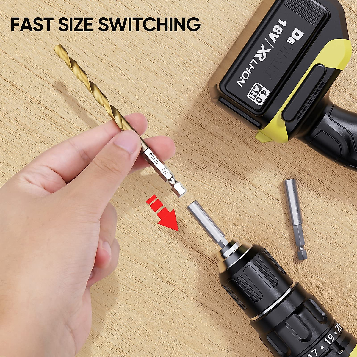 TICONN 30 PCS Titanium Coated Drill Bit Set with Hex Shank, 135 Degree Tip High Speed Steel Drill Bits Kit with Storage Case for Steel, Aluminum, Copper, Soft Alloy Steel Size from 1/16" to 1/2"