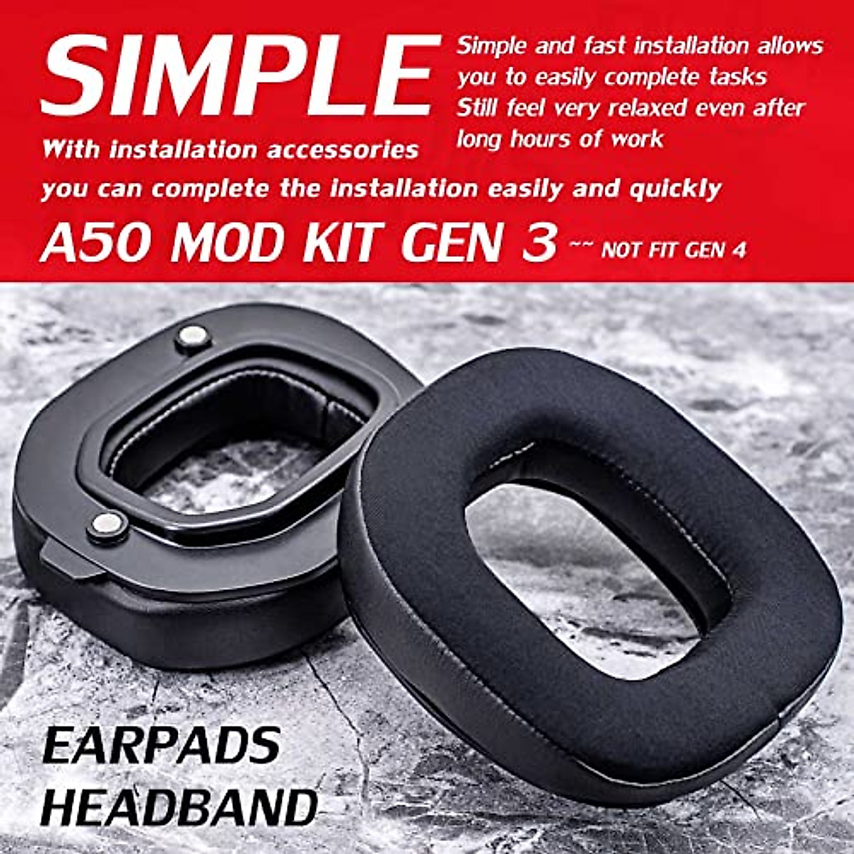 A50 GEN 3 MOD KIT Cooling Gel Ear Pads for Astro A50 GEN 3 Headset I with Headband by DIMOST - NOT FIT GEN 4