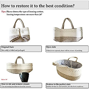 YeaYee Baby Diaper Caddy Organizer, X-Large, 5 Grids, 8 Pockets, Shoulder Strap Portable Nursery Storage Basket with 2 Changeable Compartments, 100% Cotton Woven Rope Bins, Newborn Gift