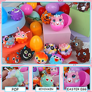 24 PCS Prefilled Easter Eggs with Toys Inside, Jumbo Easter Eggs Filled Pop Balls Perfect for Easter Egg Hunt Easter Baskets Stuffers for Kids Easter Gifts Easter Party Favors