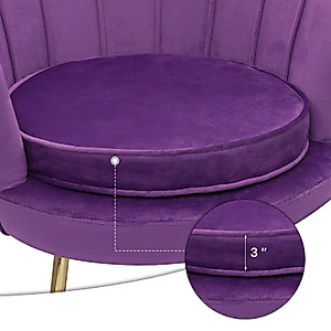MoNiBloom Purple Accent Chair with Ottoman, Living Room Upholstered Modern Velvet Chair, Bedroom Leisure Single Sofa Chair Armchair Comfy Chair Reading Club Coffee Chair with Pillow and Soft Cushion