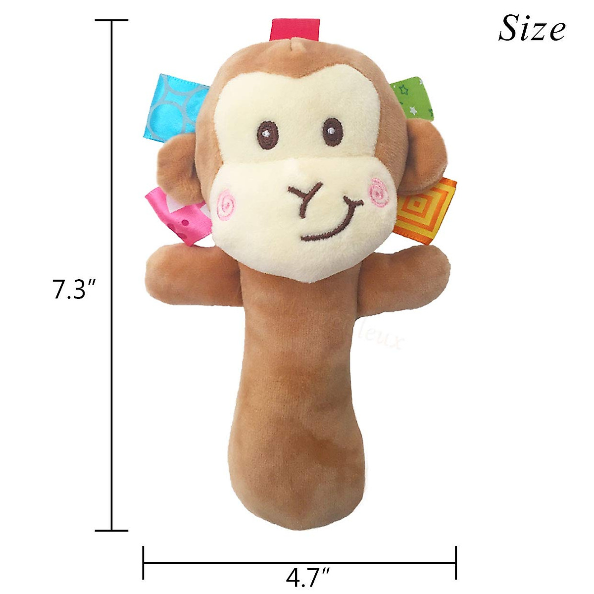 Cartoon Stuffed Animal Baby Soft Plush Hand Rattle Toys Infant Dolls - Giraffe and Monkey