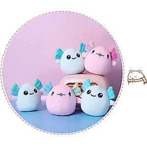 Nenalayo Plushies Doll a Bag of Axolotl Plush Toy Stuffed Soft Snack Pillow Plush Toy for Birthday Gift, Stuffed Toy Game Pillow Cushion Gift for Kids (Blue 6 Balls)