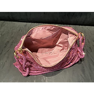 Women's Rhinestone Hobo Bag Chic Sparkly Rhinestone Clutch Purse Shiny Crystal Evening Handbag Pink