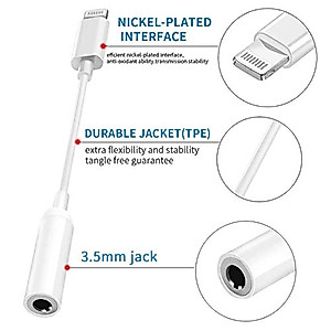 [Apple MFi Certified] 3 Pack Headphone Jack Adapter for iPhone, Lightning to 3.5mm Dongle AUX Audio Stereo Connector Compatible with iPhone 14 13 12 11 11 Pro XR XS X iPad iPod Support All iOS System