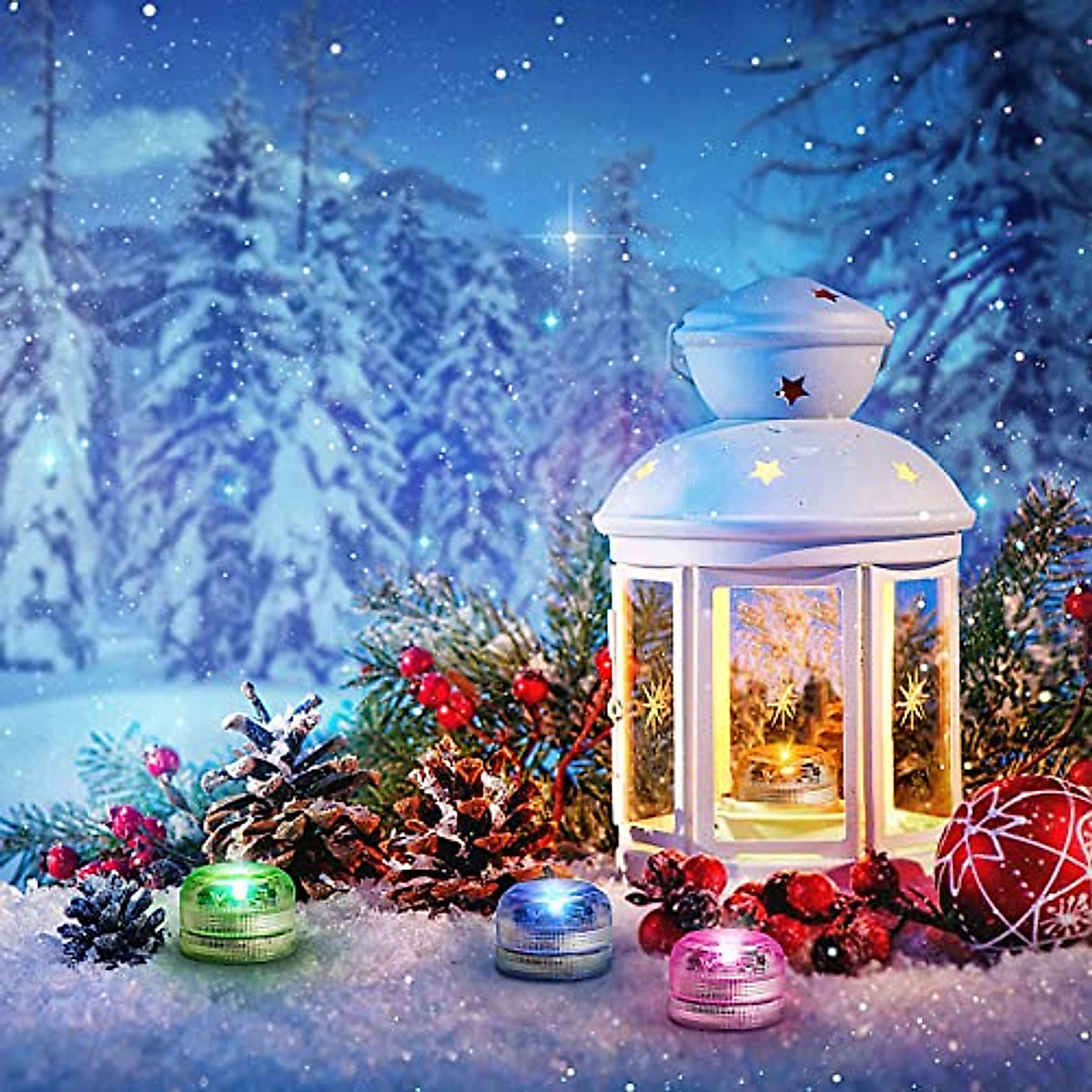 Rikiss Submersible Led Lights with Remote, Waterproof Mini Tea Lights Led Underwater Lights for Vase Centerpiece Aquarium Lights for Fish Tank Fountain Pools Light LED Lamp, Colorful, 10Pcs