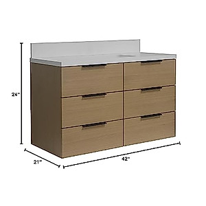 Kitchen Bath Collection Oslo 42-inch Floating Wall-Mounted Bathroom Vanity: Includes Blonde Wood Cabinet with Matte White Countertop and White Ceramic Sink