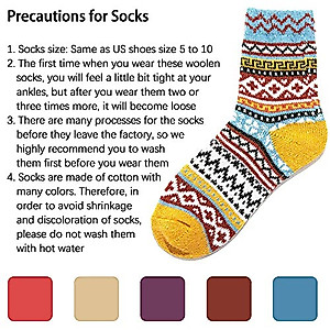 5 Pack Womens Socks Vintage Winter Soft Warm Cold Knit Wool Socks Women Socks Walking