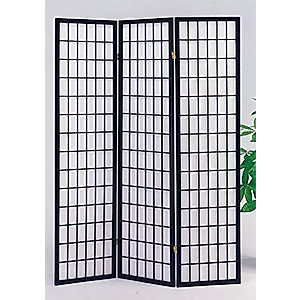 GTU Furniture Japanese Style 3 Panels Wood Shoji Room Divider Screen Oriental for Home/Office (Black)