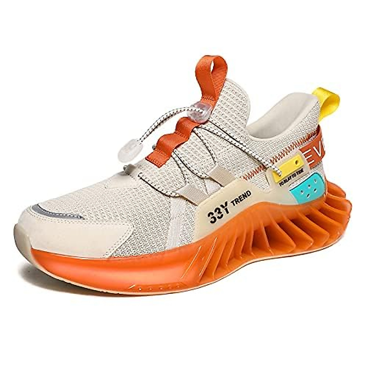Ahico Mens Running Sneakers Walking Shoes Mesh Comfortable Lightweight Tennis Breathable Sport Casual Athletic Workout Orange, 9.5