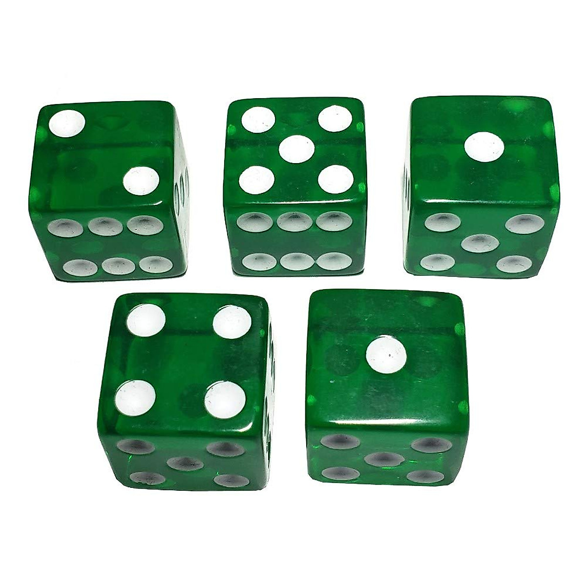 Set of Dice Cup with Storage Compartment Black PU Leather Red Felt Lined + (5) 16mm Tranparent Dice (Gift Boxed) (Green)