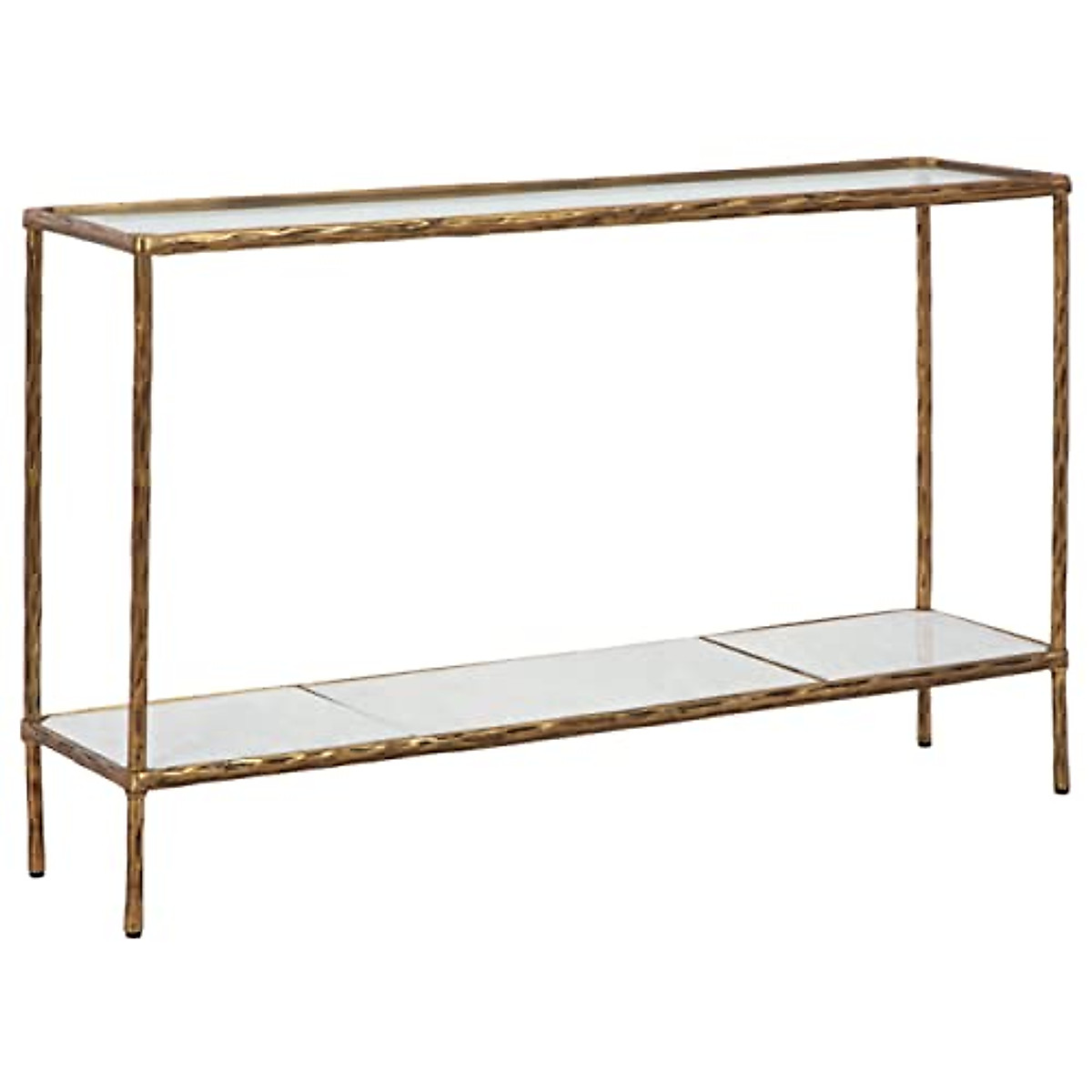 Signature Design by Ashley Ryandale Modern Console Sofa Table, Antique Brass Finish