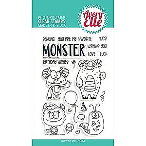 Avery Elle Clear Stamp Set 4"X6"-Monster Love