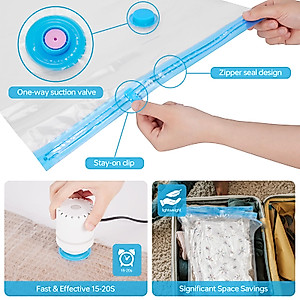 AKLL7S Vacuum Storage Bags with Electric Air Pump, 12 Pack Space Saver Bags(3 Jumbo, 3 Large, 3 Medium, 3 Small) Vacuum Seal Bags for Clothing, Comforters, Blankets, Travel(Hand Pump Included)