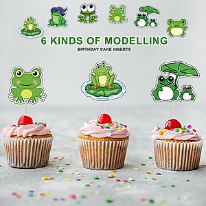 KEFAN Frog Birthday Party Supplies, Frog Birthday Party Decorations, Frog Themed Party Supplies Decor with Happy Birthday Banner, Cake Toppers, Balloons for Boys Girls Birthday Party1st Baby Shower