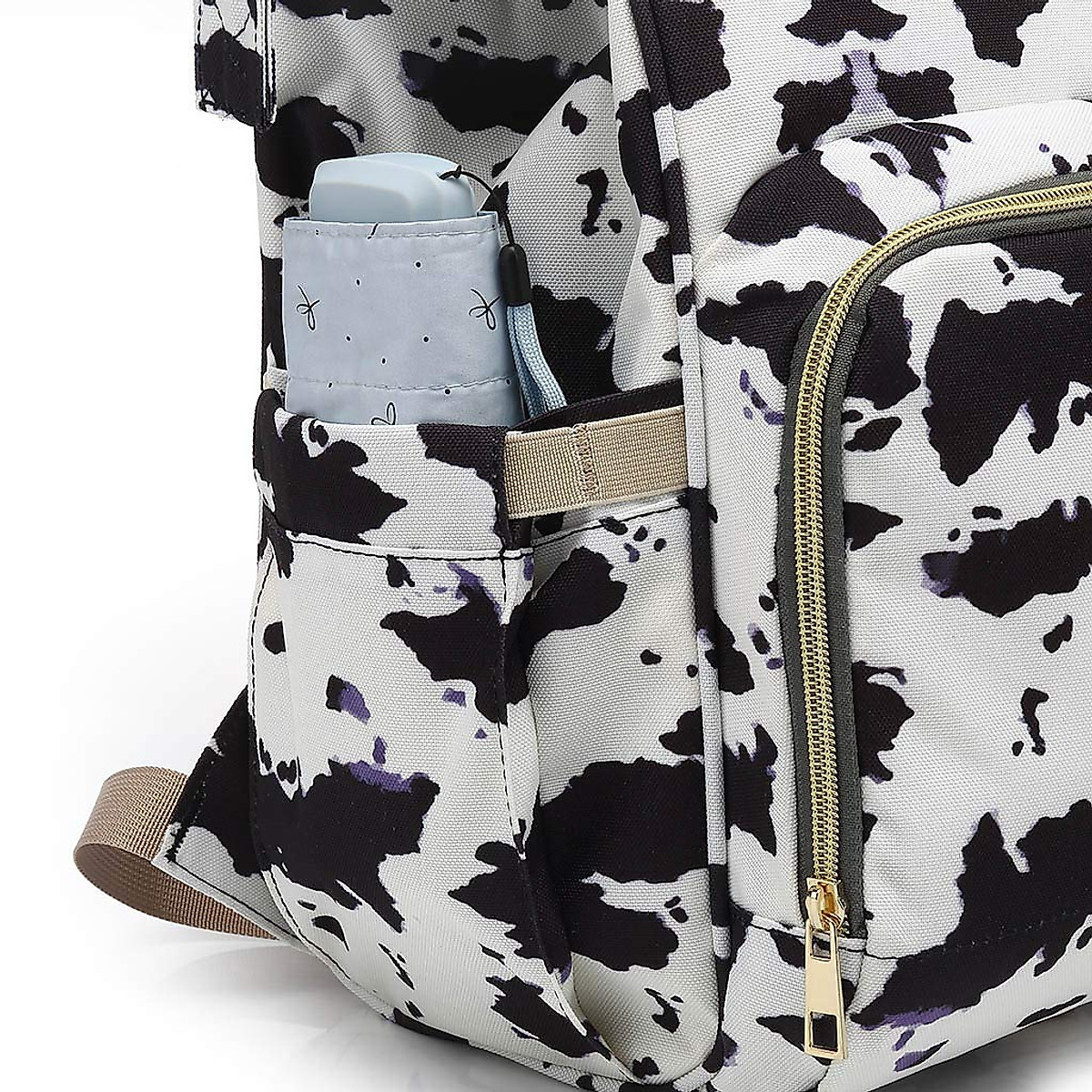 Ruzida Cow Spots Print Diaper Bag Backpack Maternity Baby Changing Bag Large Capacity Backpacks