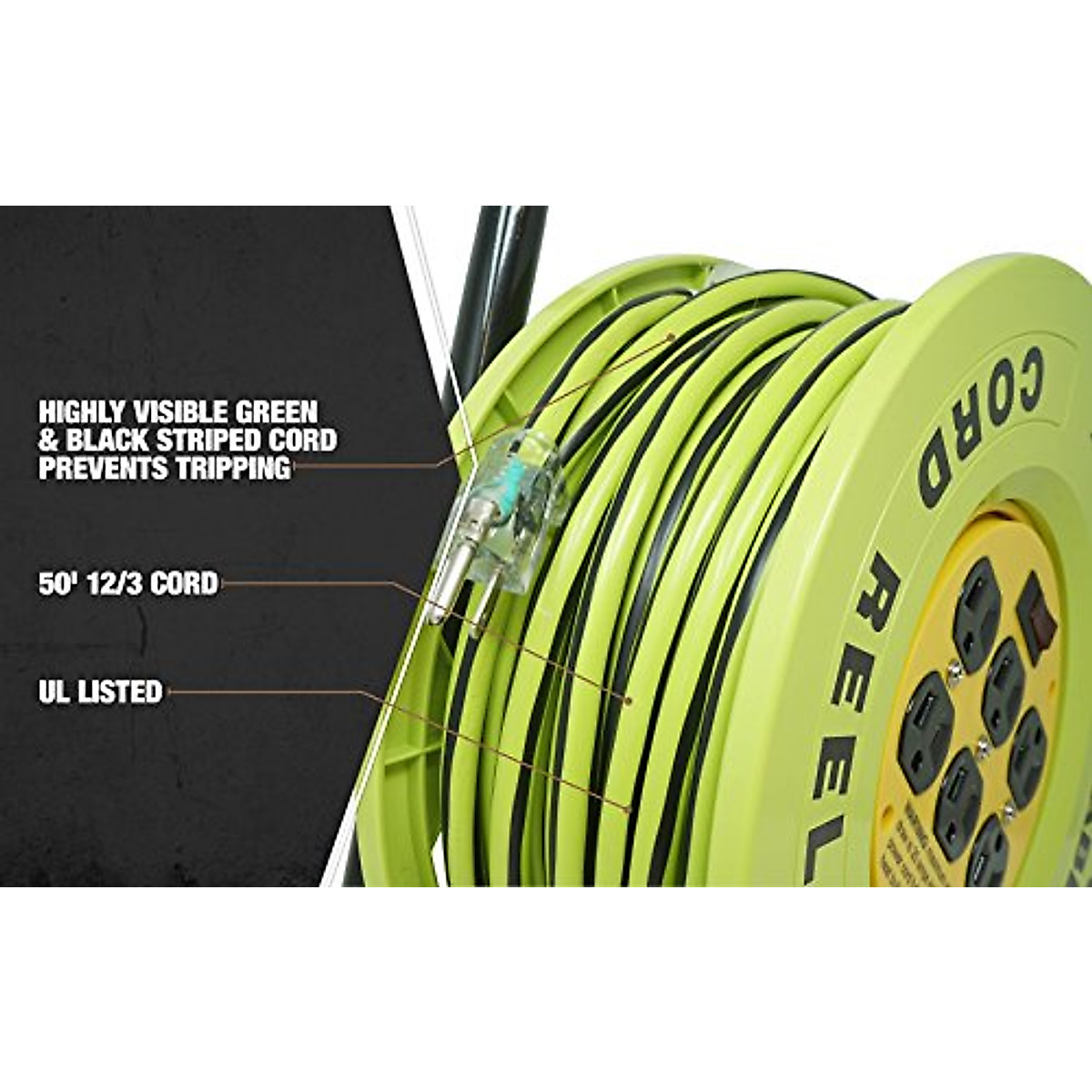 Designers Edge E238 Extension Cord, 12/3-Gauge, Vivid Green